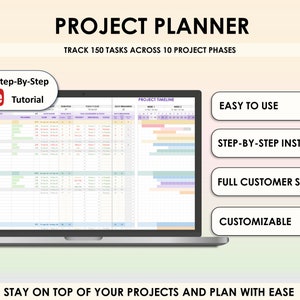 Gantt Chart Google Sheets Excel Spreadsheet Project Planner Project Management Automated Project ...