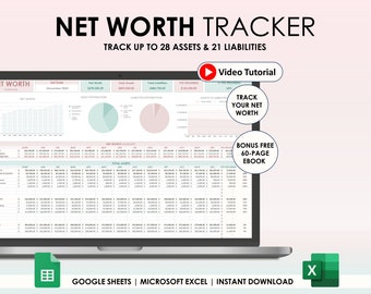 Net Worth Tracker Google Sheets Excel Spreadsheet Net Worth Calculator ...