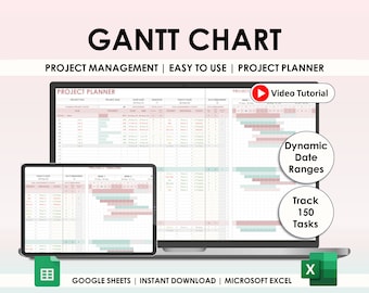 Gantt Chart Google Sheets Excel Spreadsheet Project Planner Project ...