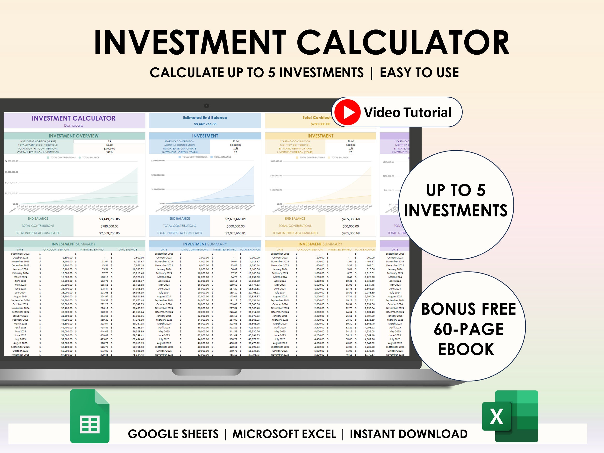 Investment Tracker Google Sheets Excel Spreadsheet Investment Tracker ...