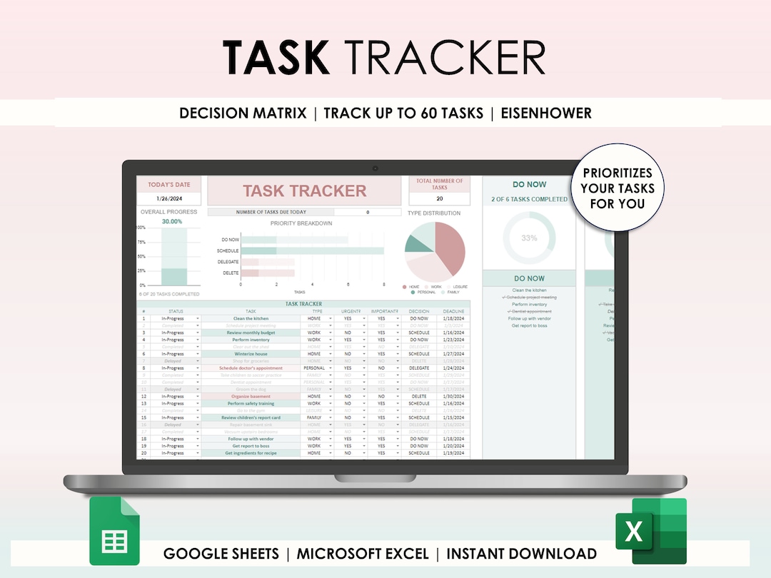 Task Tracker Excel Task Tracker Google Sheets to Do List Assignment ...