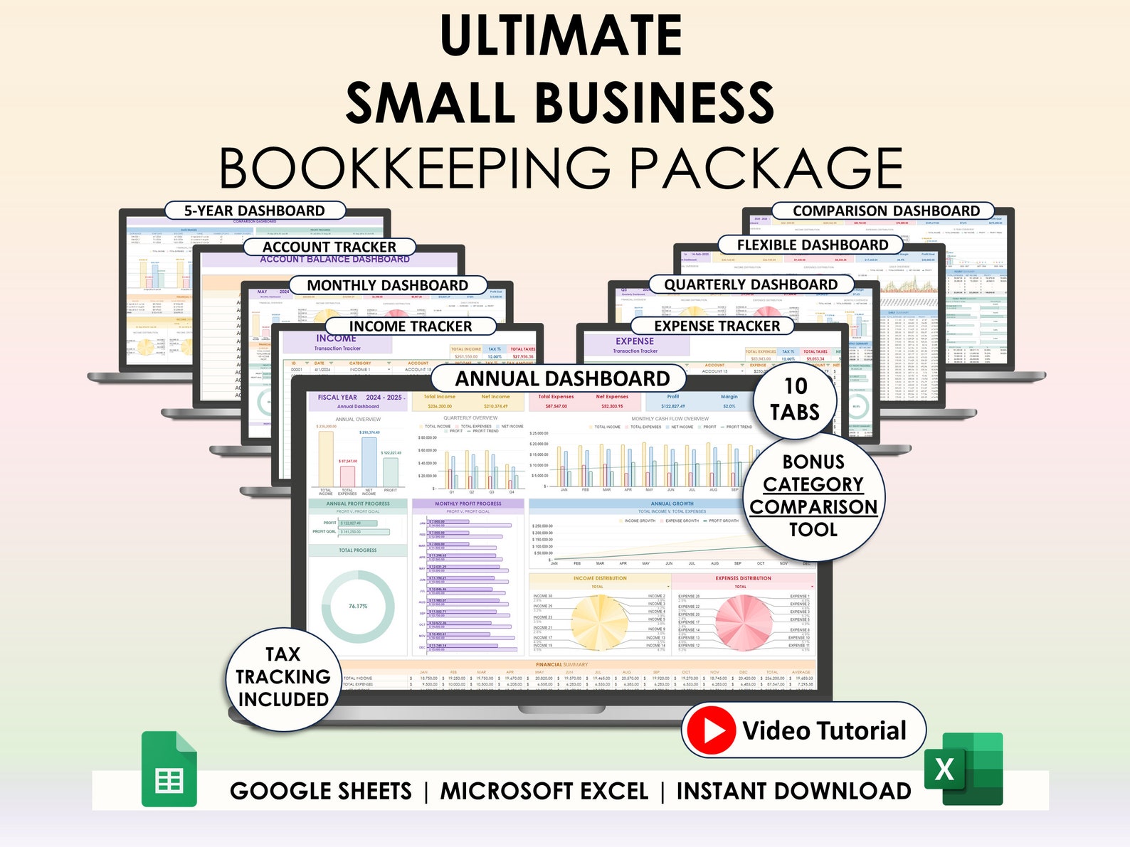 Small Business Easy Bookkeeping Spreadsheet Profit and Loss Excel ...