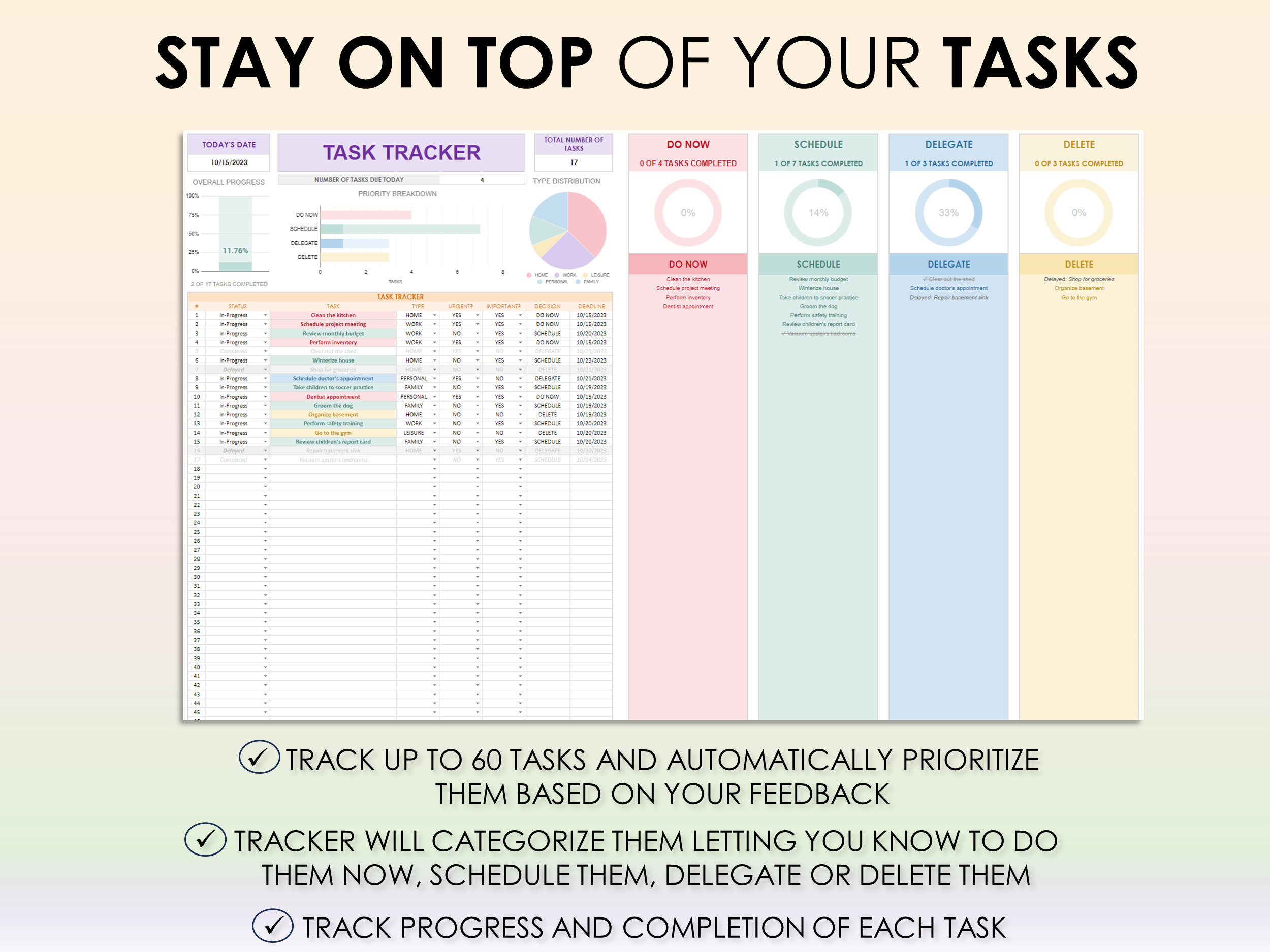 Task Tracker Google Sheets Excel Task Tracker Spreadsheet to Do List ...