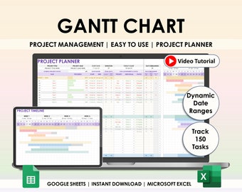 Gantt Chart Project Management Daily Google Sheets Excel Template Task ...
