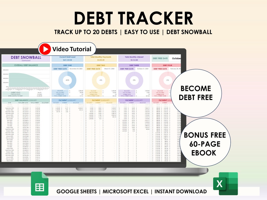 Debt Snowball Spreadsheet Google Sheets Excel Spreadsheet Debt Tracker Debt Payoff Tracker Debt ...