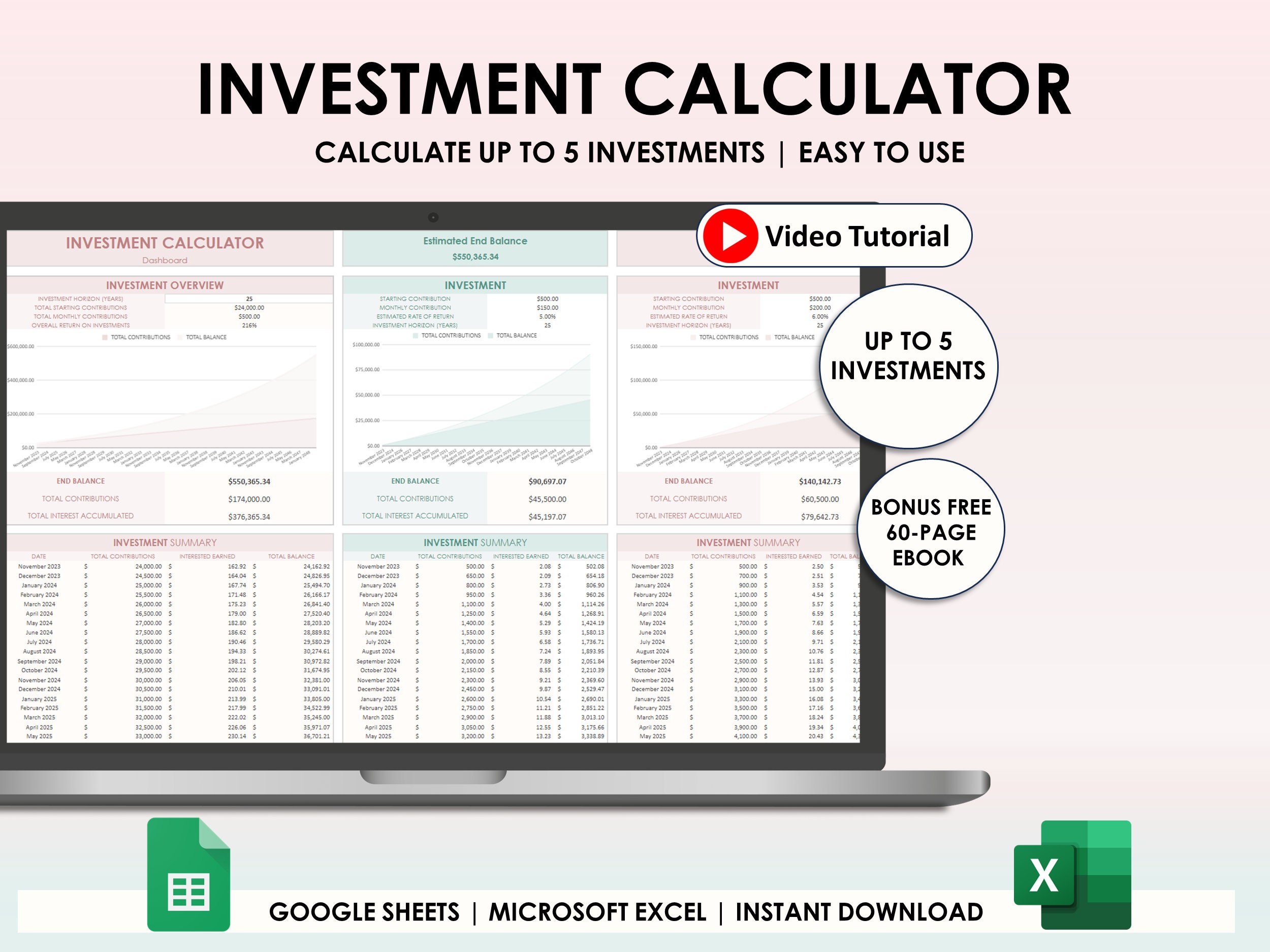 Investment Tracker Excel Google Sheets Spreadsheet Investment Tracker ...