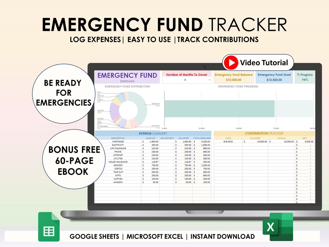 Emergency Fund Spreadsheet Google Sheets Excel Spreadsheet Emergency ...