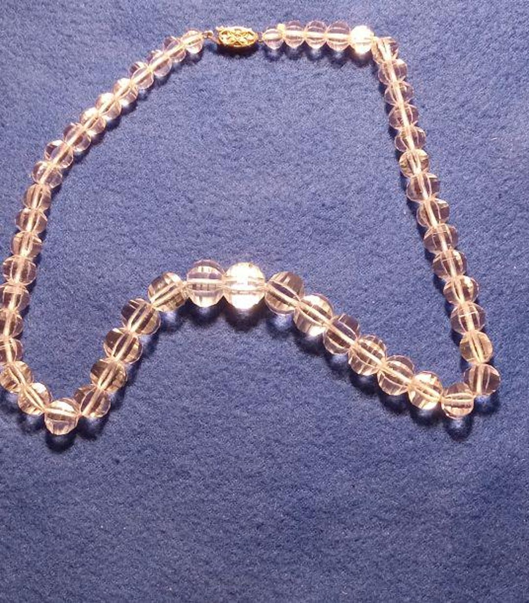 Antique Vintage 17 Inch Hexagonal Cut Glass Beaded Necklace With Silver ...