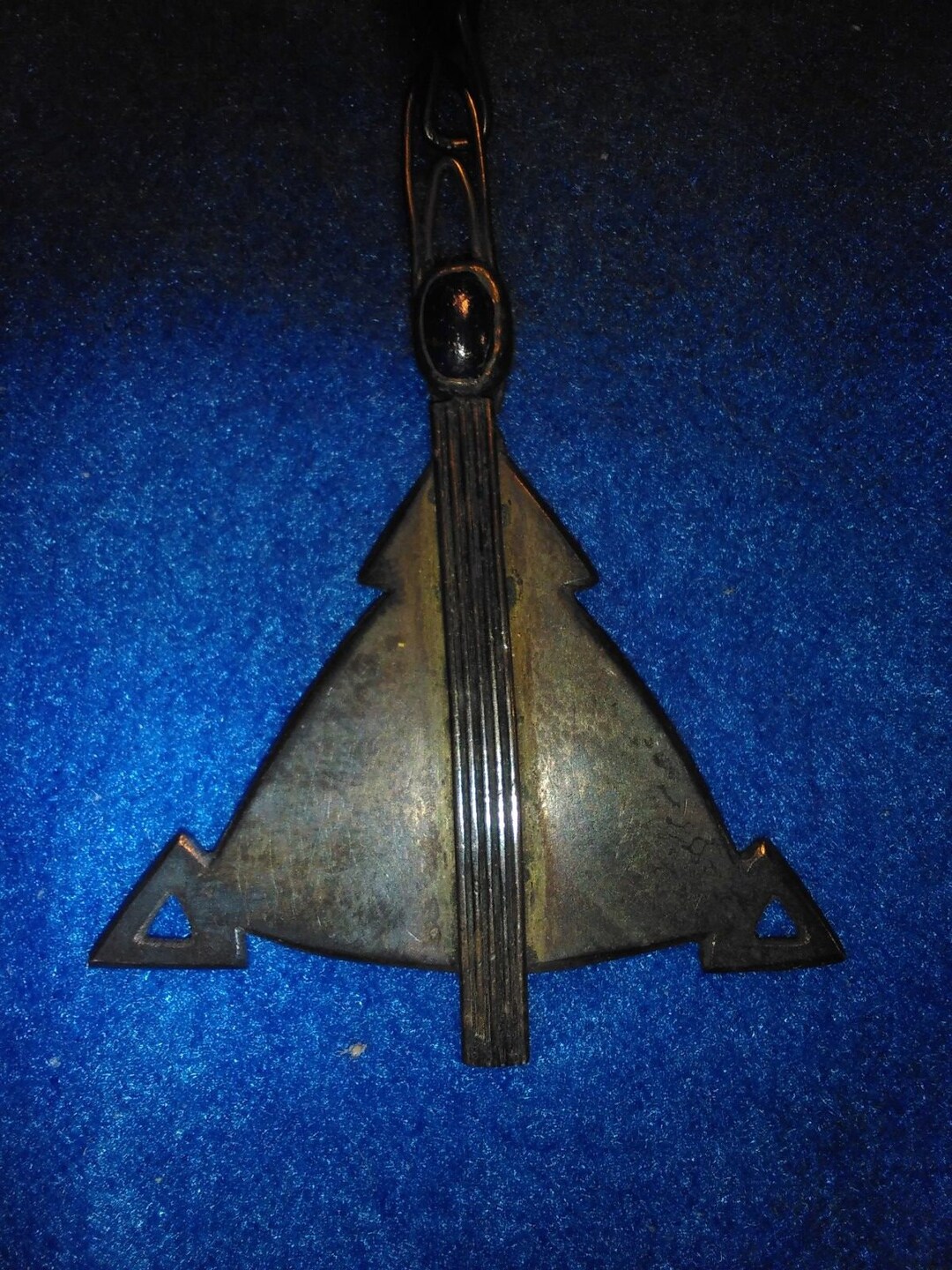 Antique Vintage 20 Inch Silver Black Ribbon Girl Scout Triangle Pendant ...