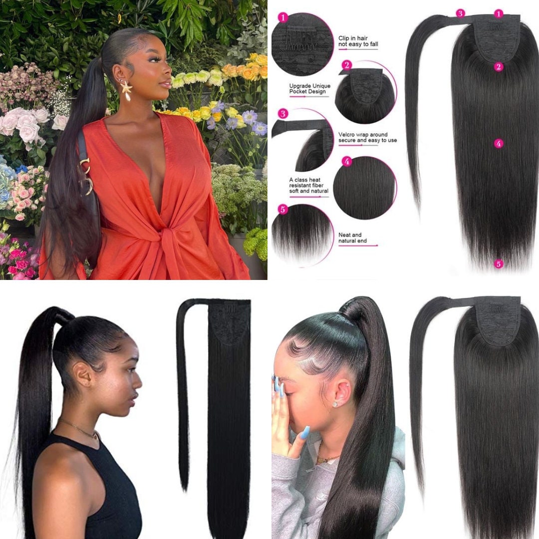 Top Quality Straight Human Hair Ponytail - Etsy