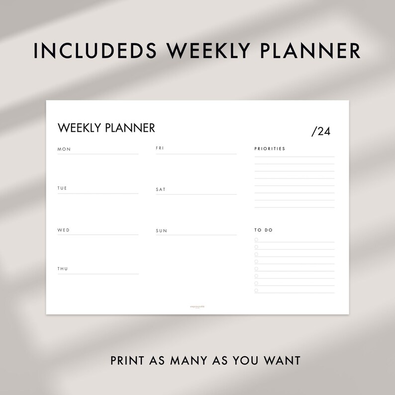 2024 Monthly Planner Minimalist Landscape, 2024 Minimal Black and White ...