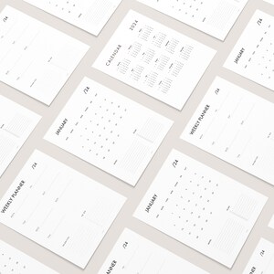 2024 Monthly Planner Minimalist Portrait, 2024 Minimal Black and White ...