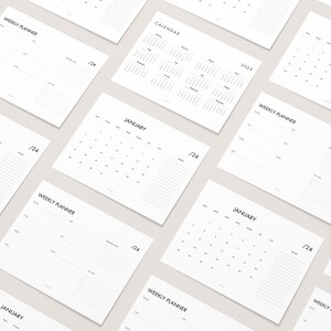 2024 Monthly Planner Minimalist Landscape, 2024 Minimal Black and White ...