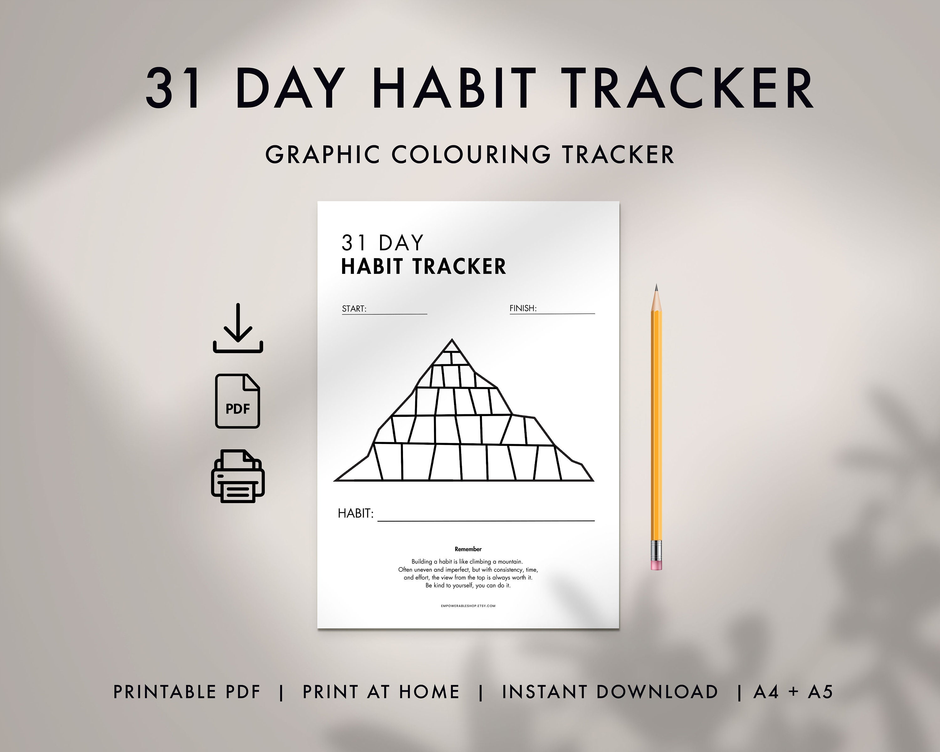 31 Days Habit Tracker Printable, Monthly Habit Tracker Template, Daily ...