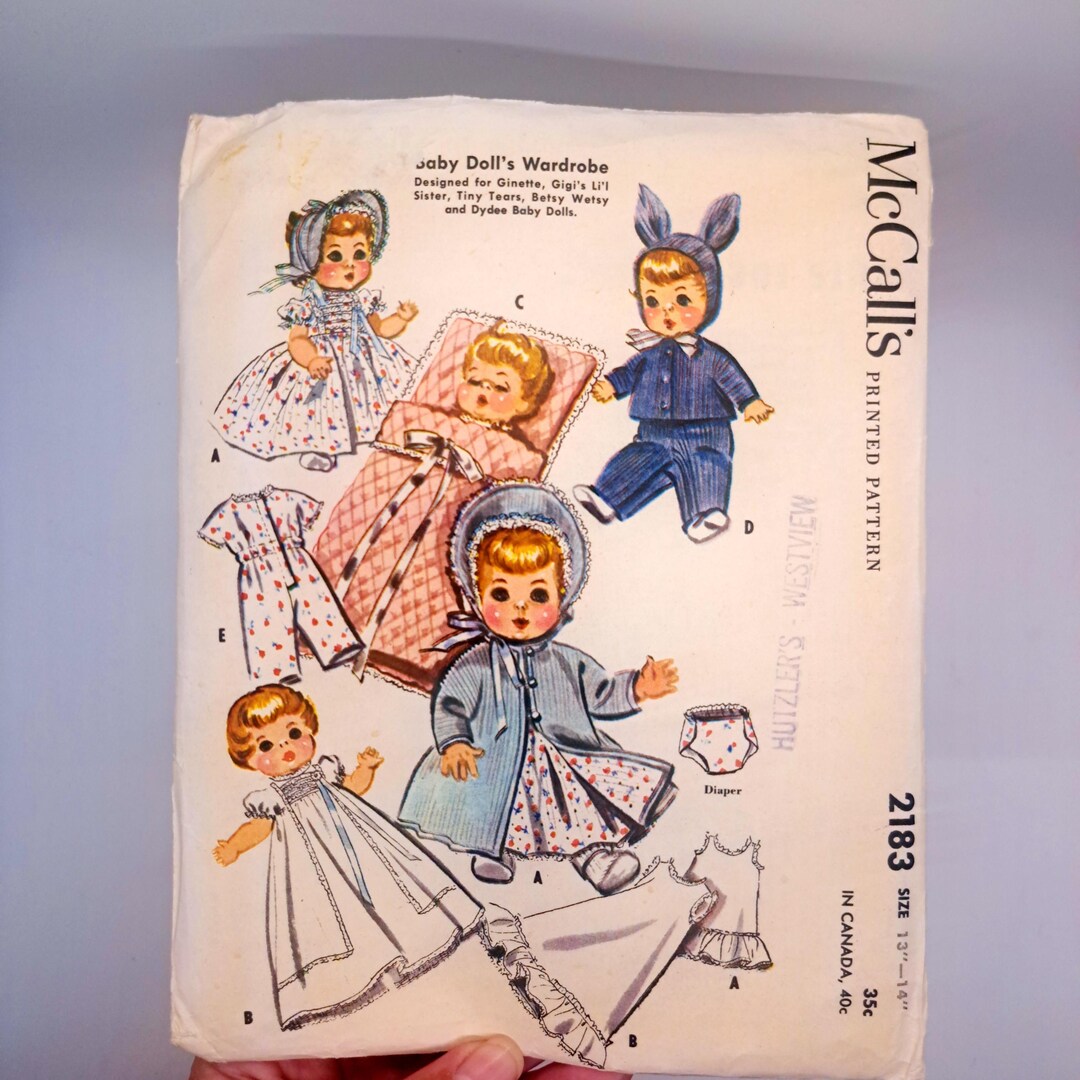 1950s Mccall's 2183 Vintage Sewing Pattern Baby Doll's Wardrobe Size 13 ...