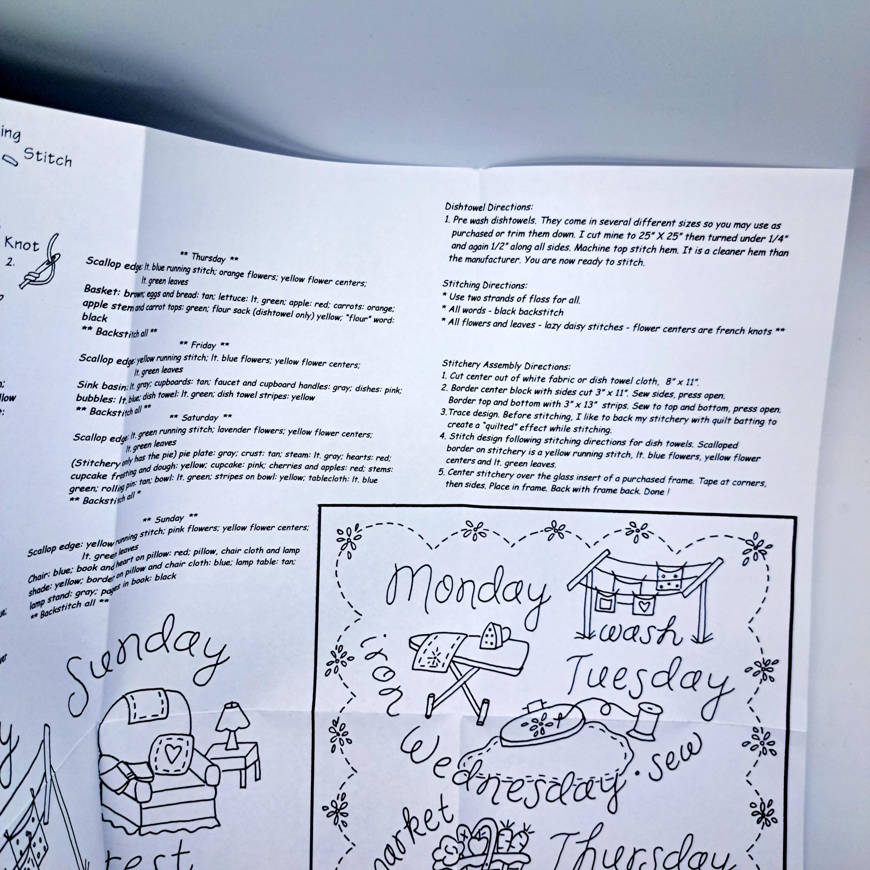 Days of the Week Embroidery Pattern - Bareroots #107 - Etsy