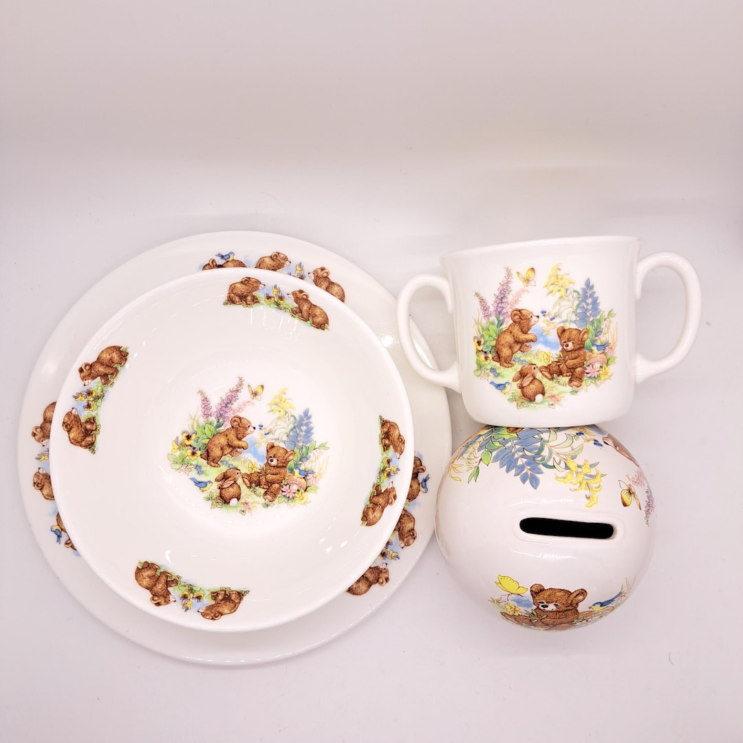 Royal Doulton Honey Bears Set: 3 Bears Bowl, Plate, Cup and Coin Bank ...