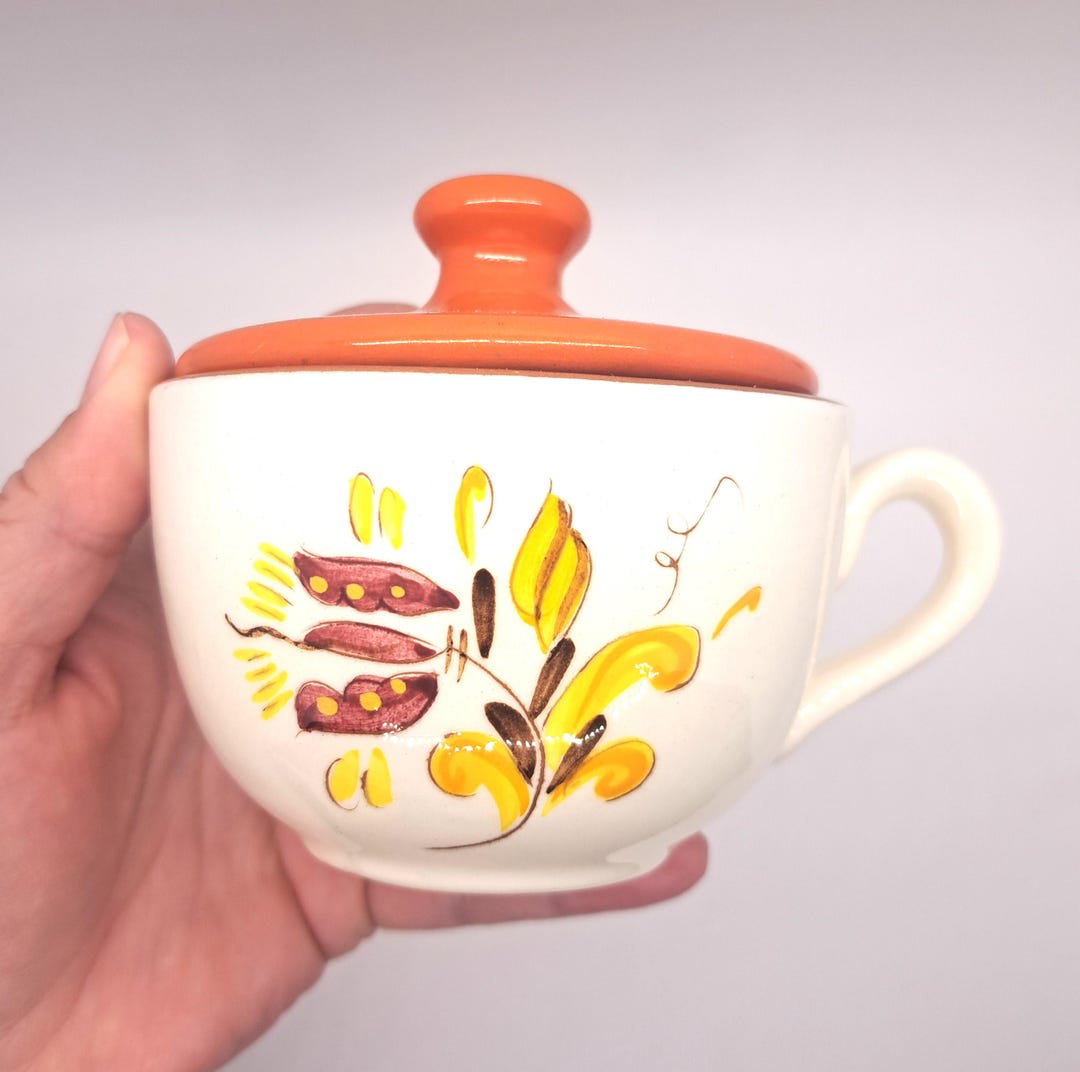 Vintage 1957 Stangl Pottery Mug With Lid: Hand-painted Provincial ...