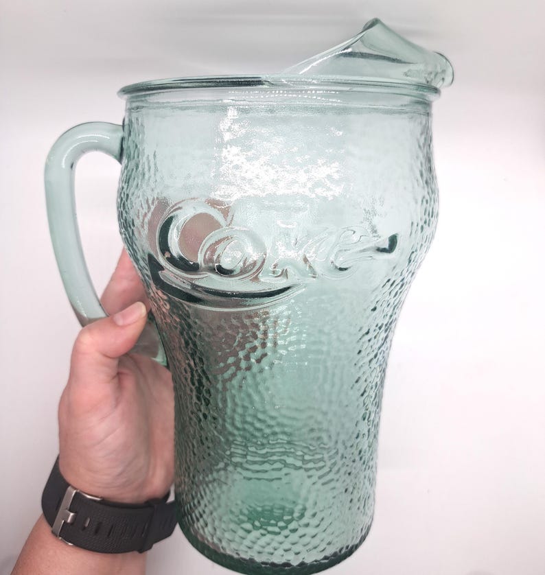 Vintage Coca Cola Glass Pitcher: Green Textured Pebble Glass, 64oz - Etsy