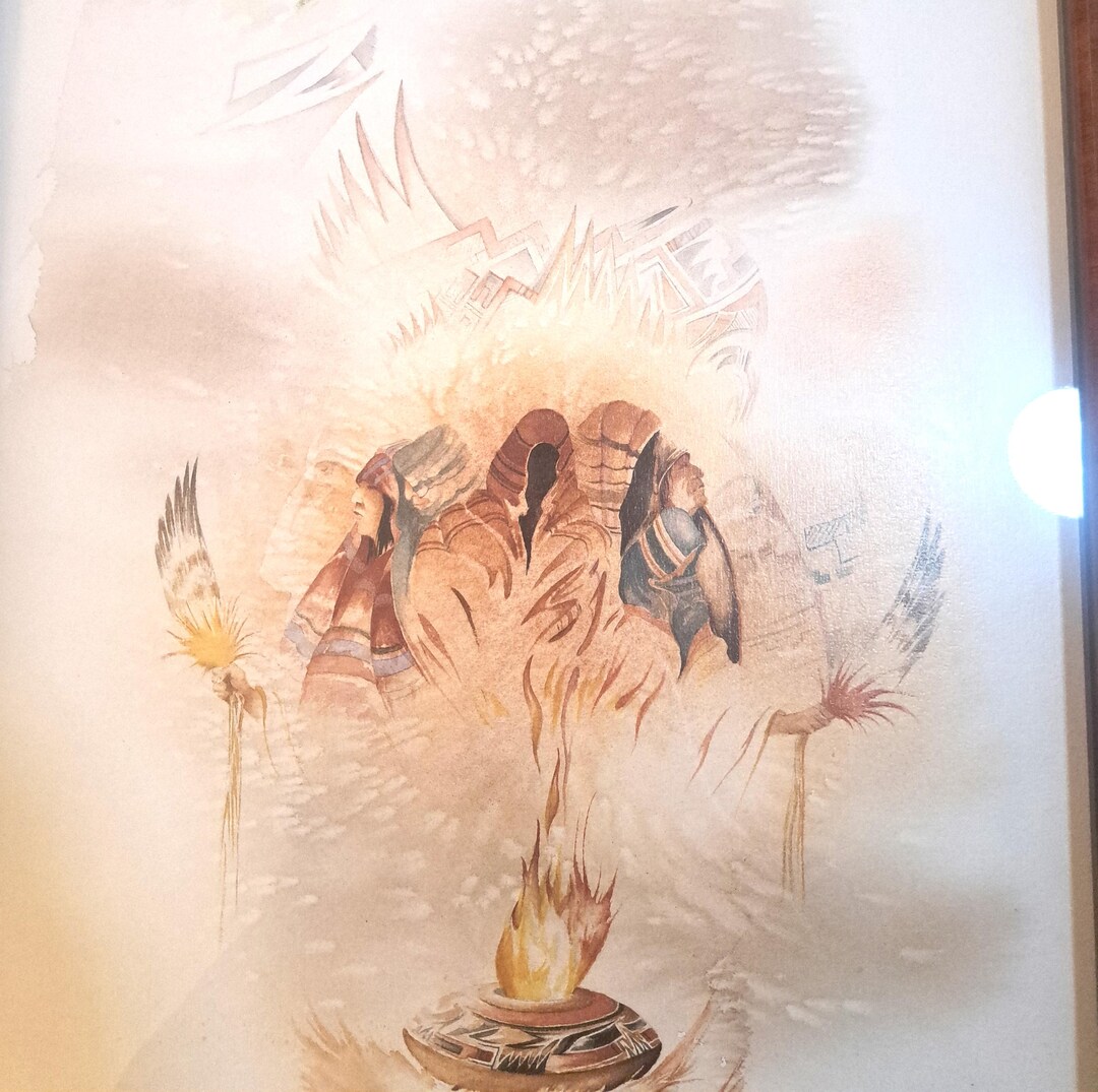 Chebon Dacon Lithograph: Native American Watercolor Art, Signed ...