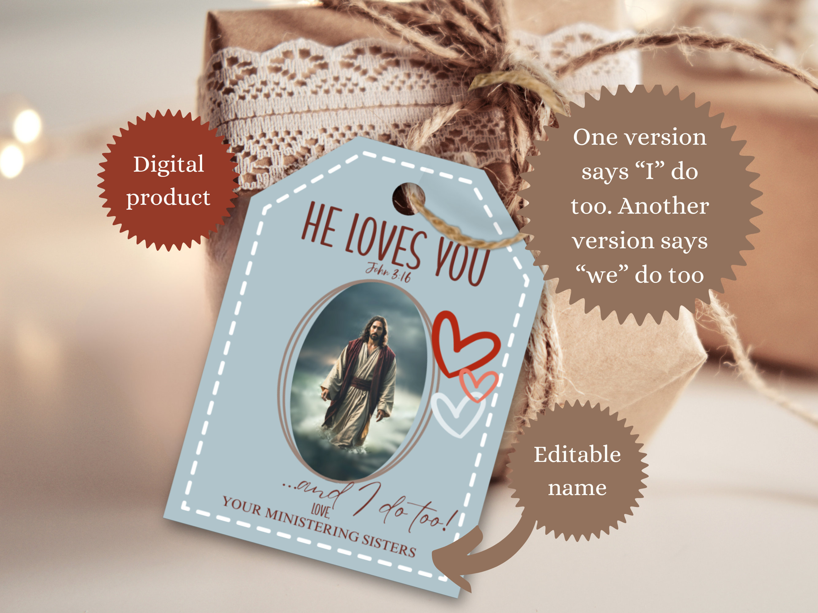 Personalized Jesus Loves You Gift Tag: Scripture Printable (PDF) - Etsy