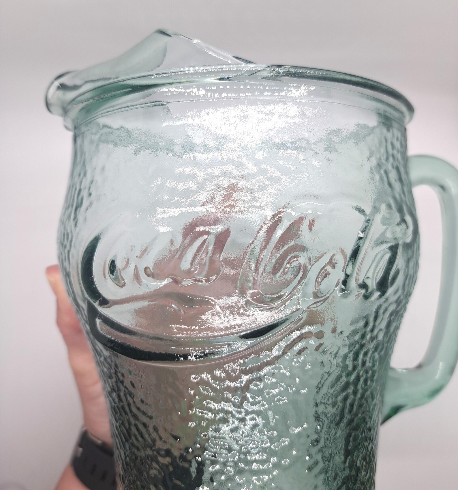 Vintage Coca Cola Glass Pitcher: Green Textured Pebble Glass, 64oz - Etsy