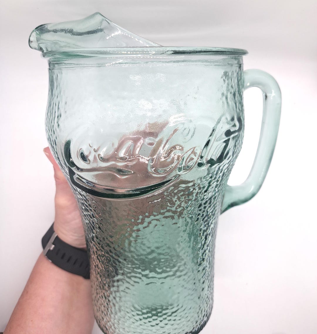 Vintage Coca Cola Glass Pitcher: Green Textured Pebble Glass, 64oz - Etsy