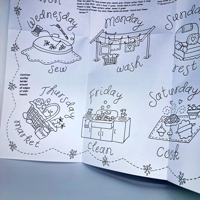 Days of the Week Embroidery Pattern - Bareroots #107 - Etsy