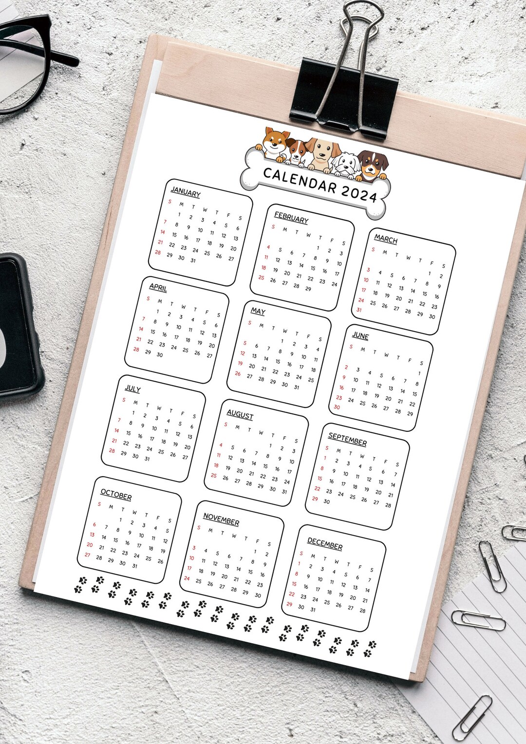 Calendar and Planner Year 2024,printable and Digital Use,a4 Size - Etsy