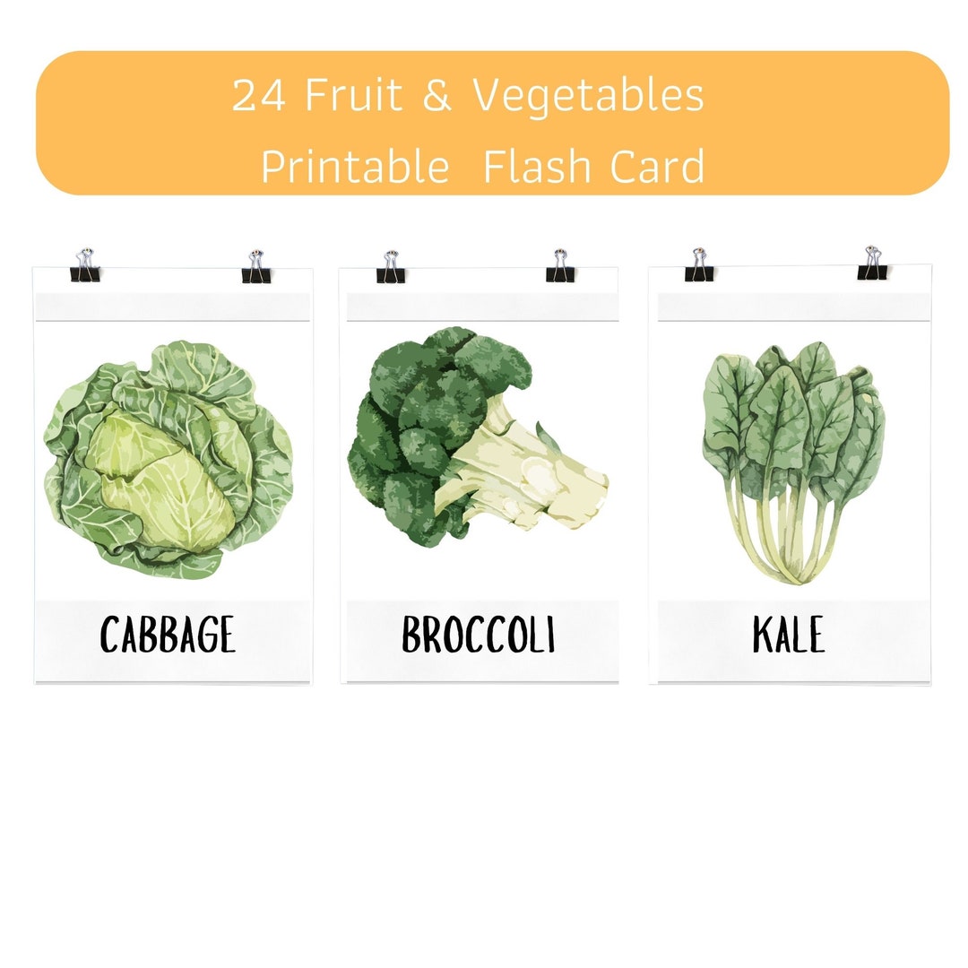 Fruit and Vegetable Flash Card - Etsy