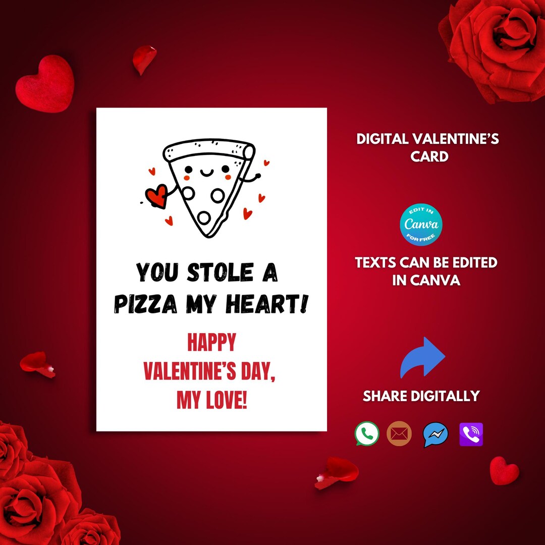 You Stole a Pizza My Heart Funny Valentine’s Card,digital Valentine ...