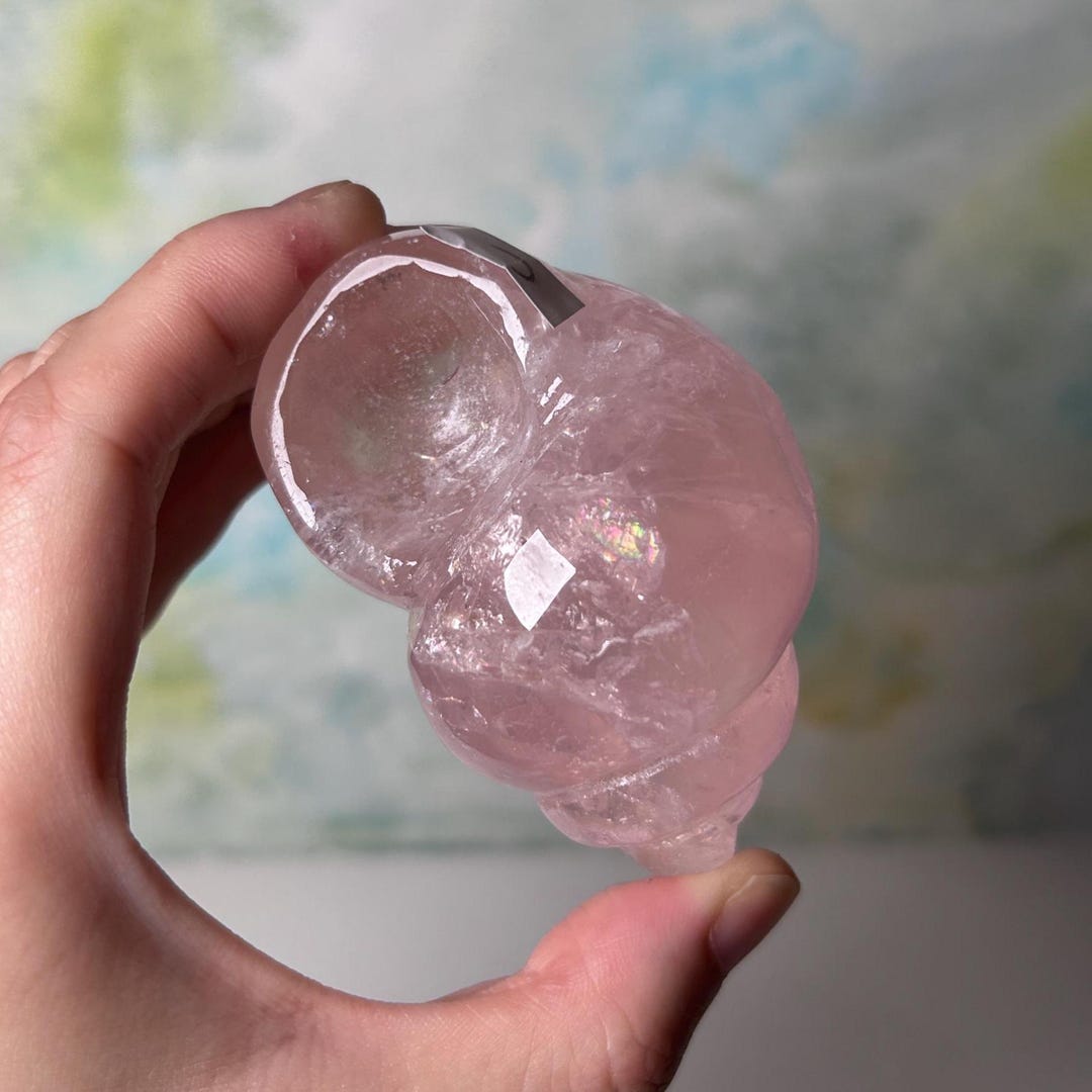 Rose Quartz Crystal Sea Shell Carving, Ocean Water Themed Carving ...