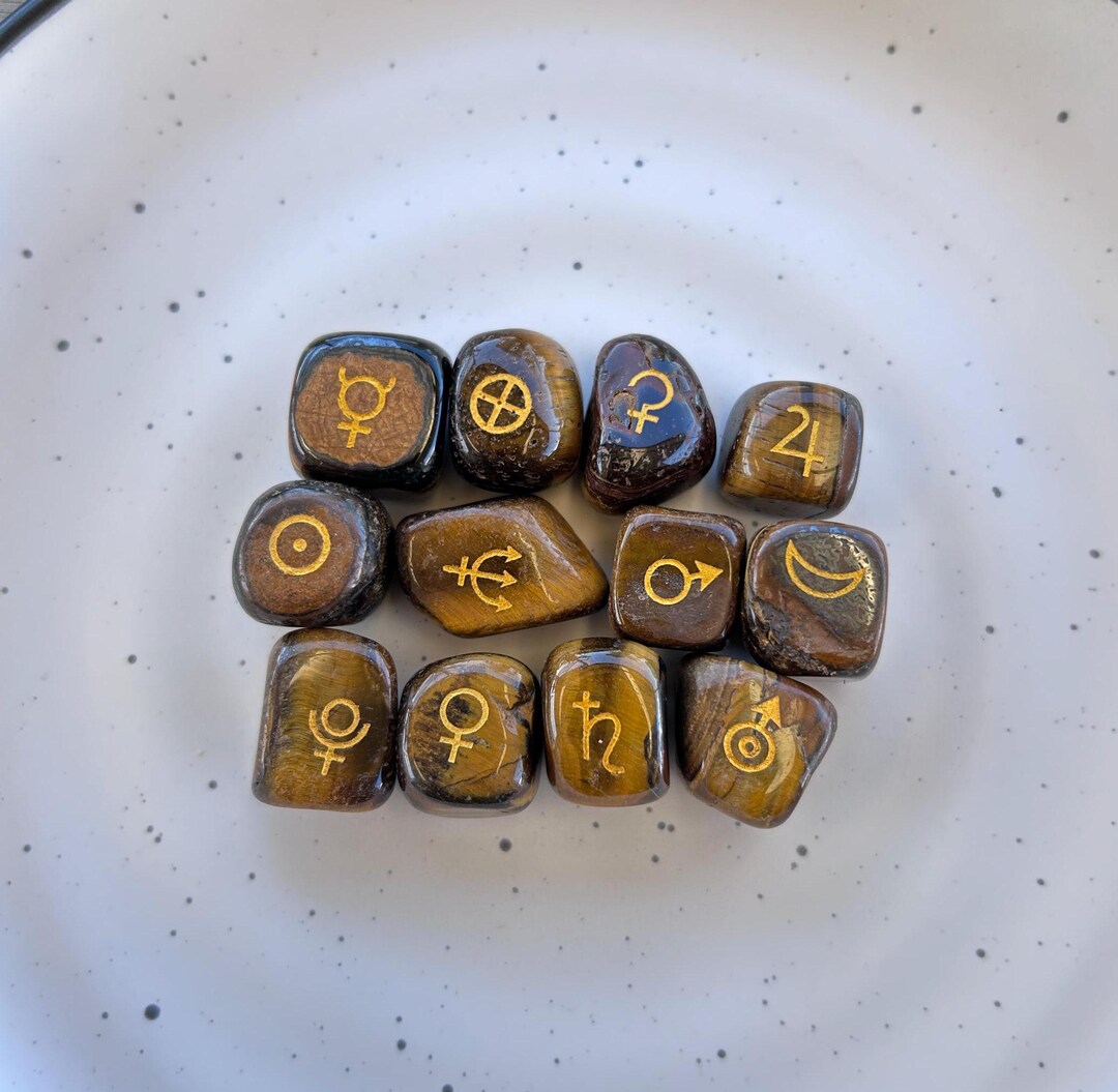 Solar System, Planet Symbol Tigers Eye Crystal Rune Set, for Beginners ...