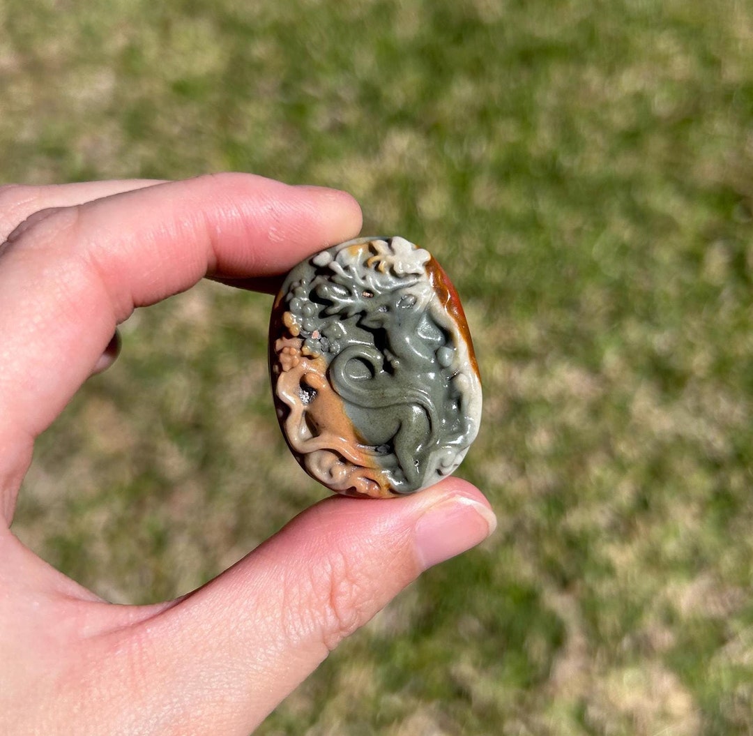 Cute Rain Deer Alashan Agate Crystal Carving, Spiritual Animal, Fairy ...