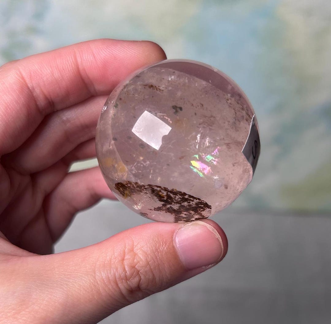 Rare Pyrite Rose Quartz Hematoid, Rose Quartz Crystal Sphere, Girasol ...