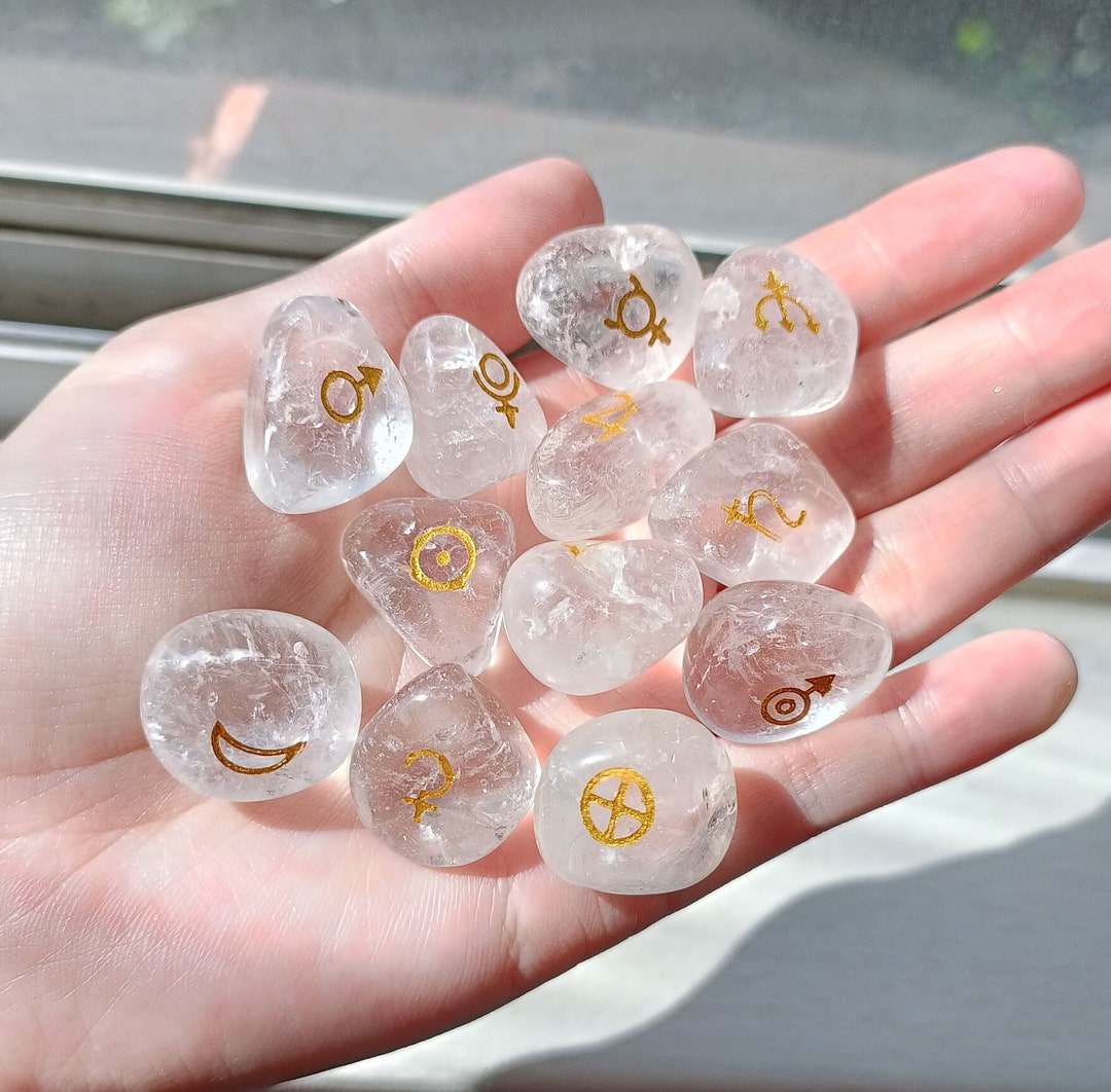 Solar System, Planet Symbol Clear Quartz Crystal Rune Set, for ...