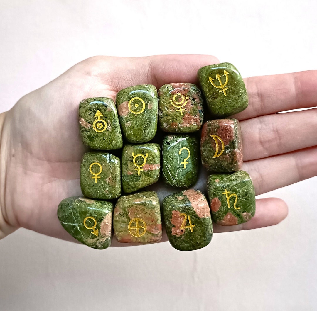 Solar System, Planet Symbol Unakite Crystal Rune Set, for Beginners ...