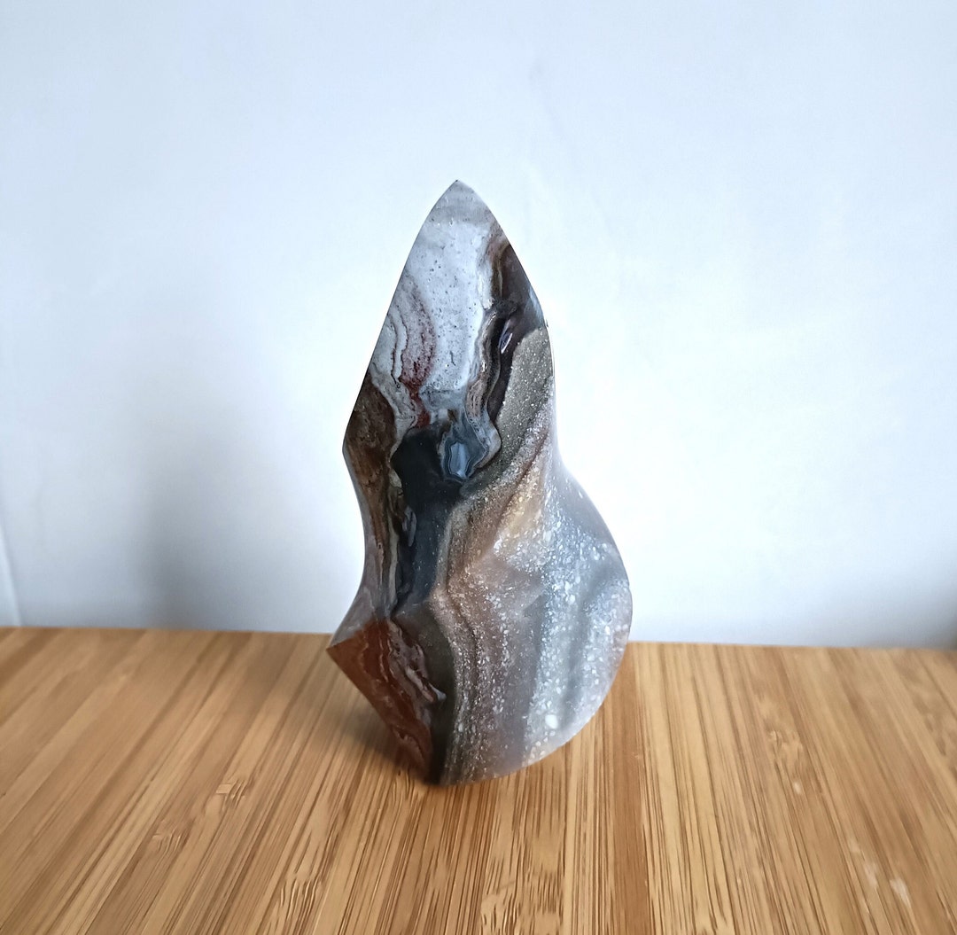 Beautiful Ocean Jasper Flame Torch Crystal Carving, Healing Crystal for ...