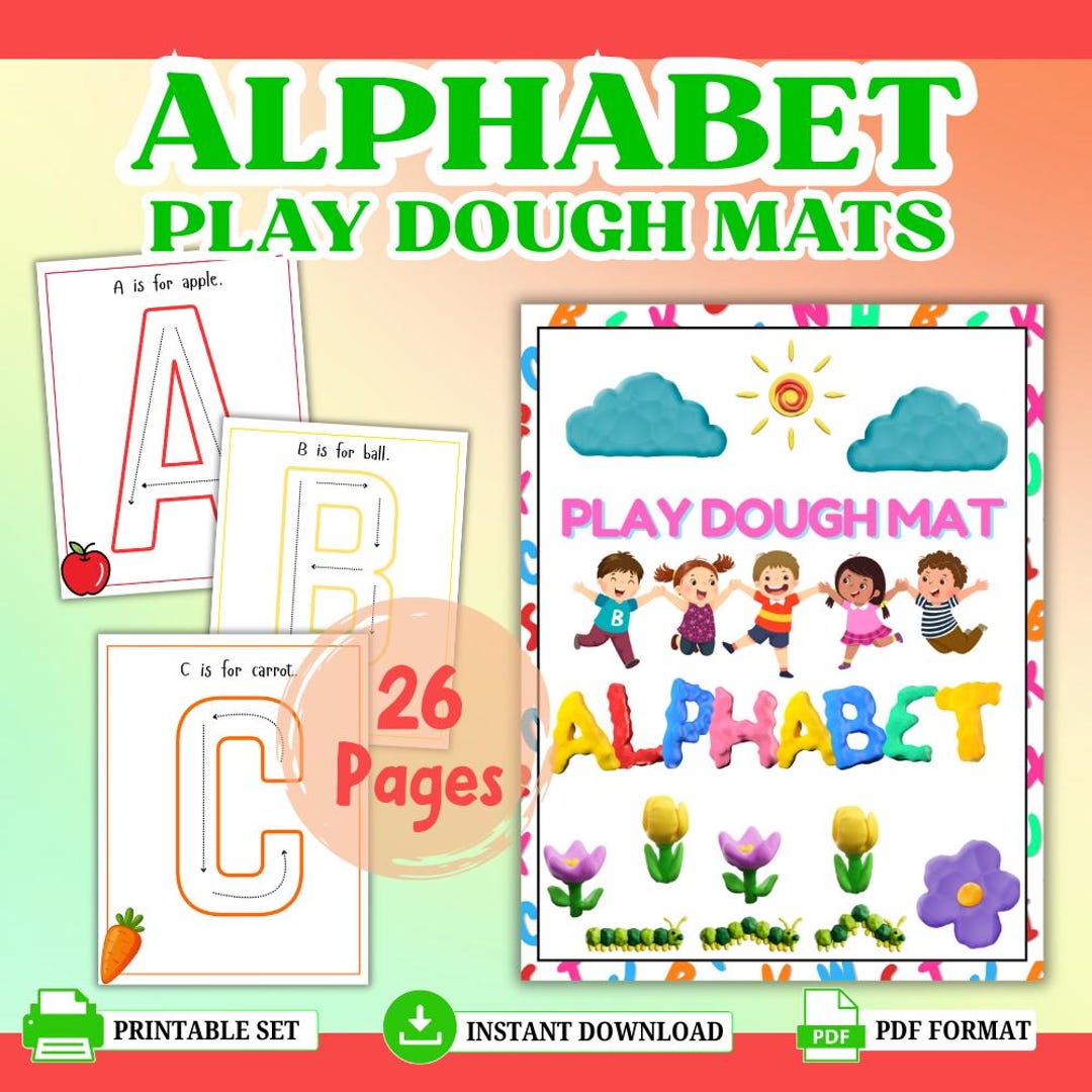 Alphabet Play Dough Mats Printable – A to Z Letter Tracing, Fine Motor ...