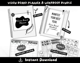 Printable 2025 Vision Board Planner Bundle | Vision Board Planner ...