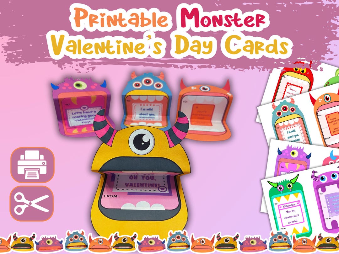 Printable Monster Valentine Cards | Valentine Cards for Kids ...