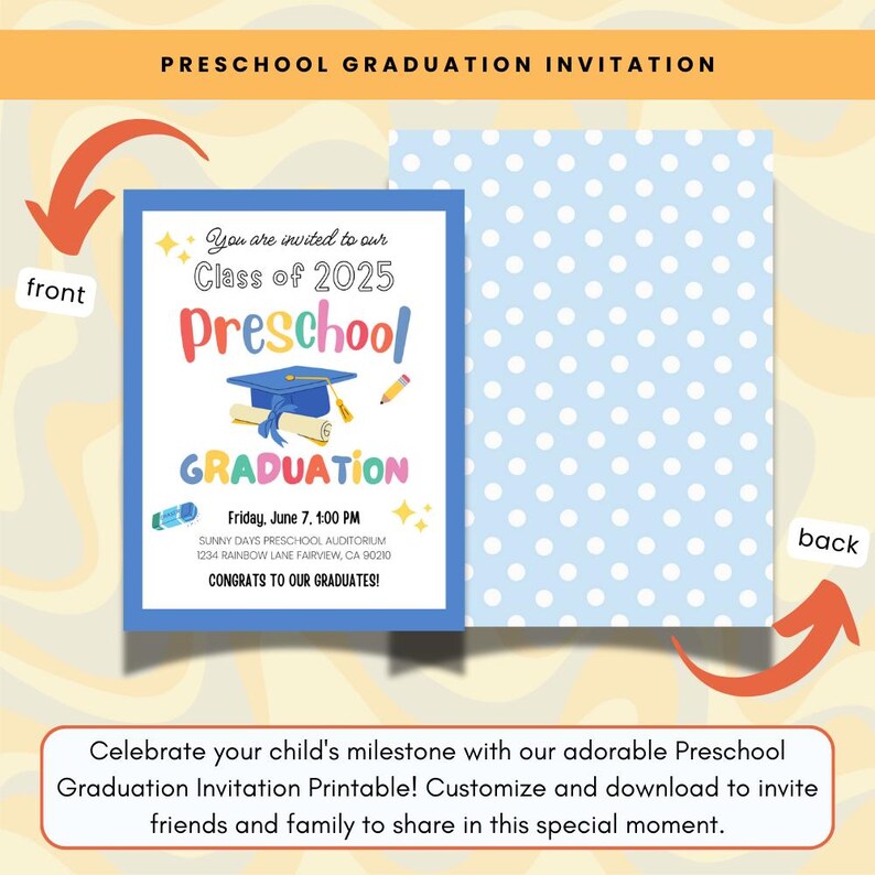 Printable Preschool Graduation Bundle, Customizable Canva Links ...