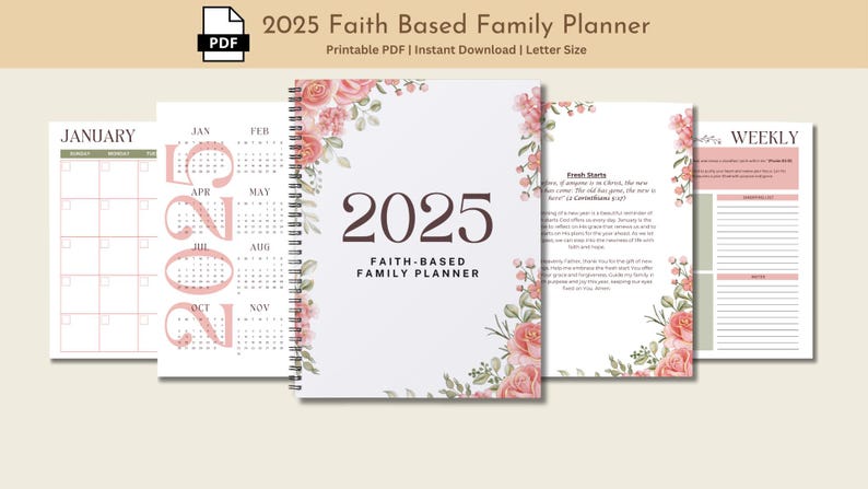2025 Devotional Planner | Printable Christian Family Planner | Monthly ...