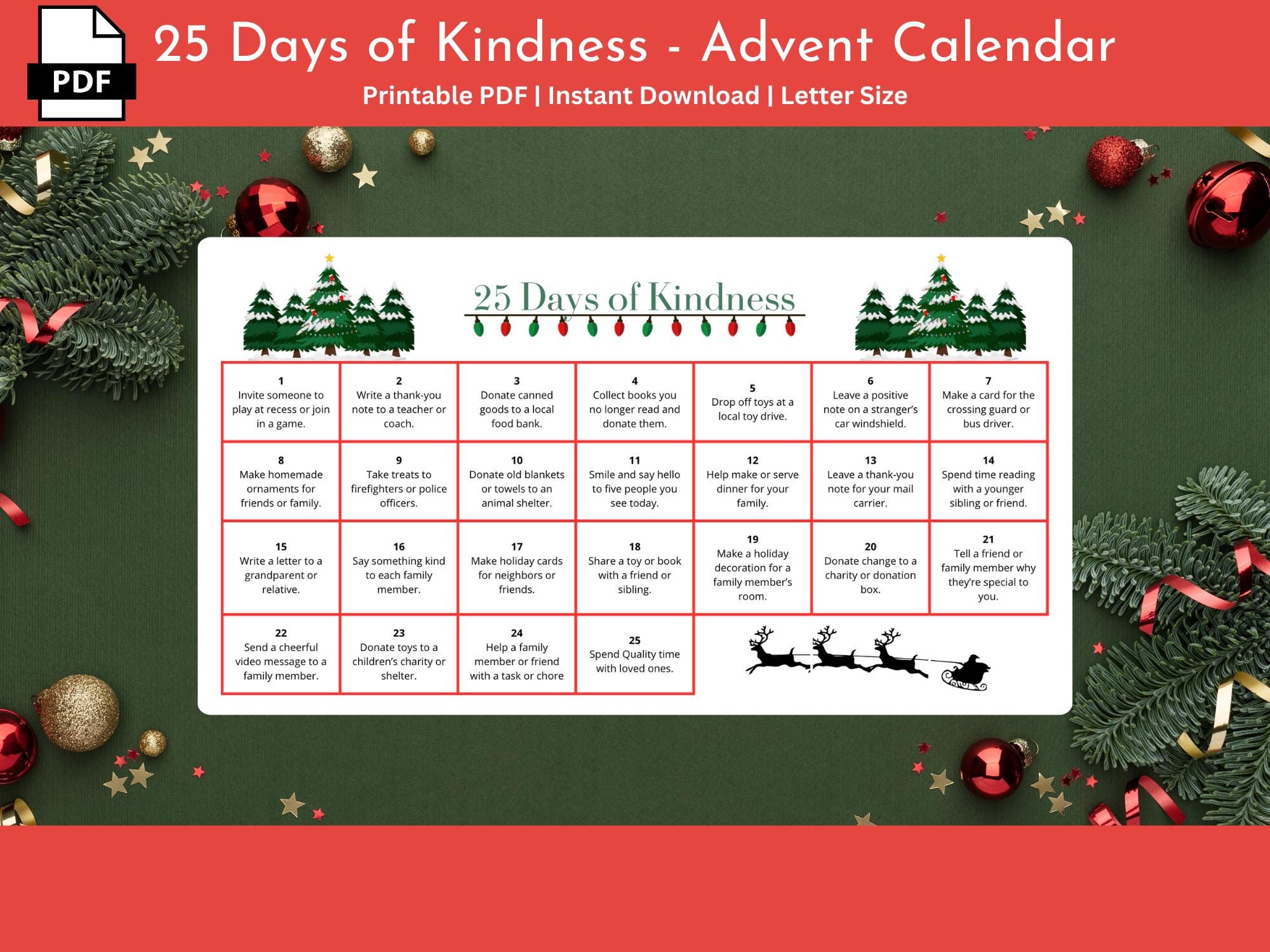 Christmas Advent Calendar for Kids | Christmas Kindness Advent Calendar ...