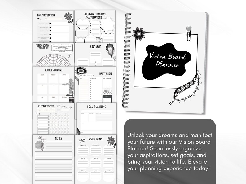 Printable 2025 Vision Board Planner Bundle | Vision Board Planner ...