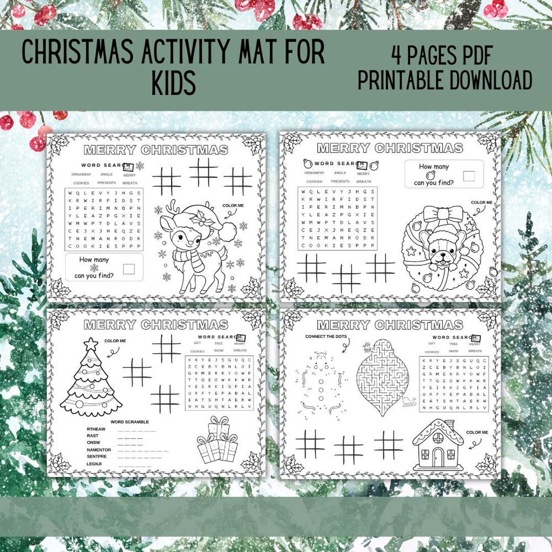 Fun Christmas Placemat for Kids | Kids Christmas Table Activities ...