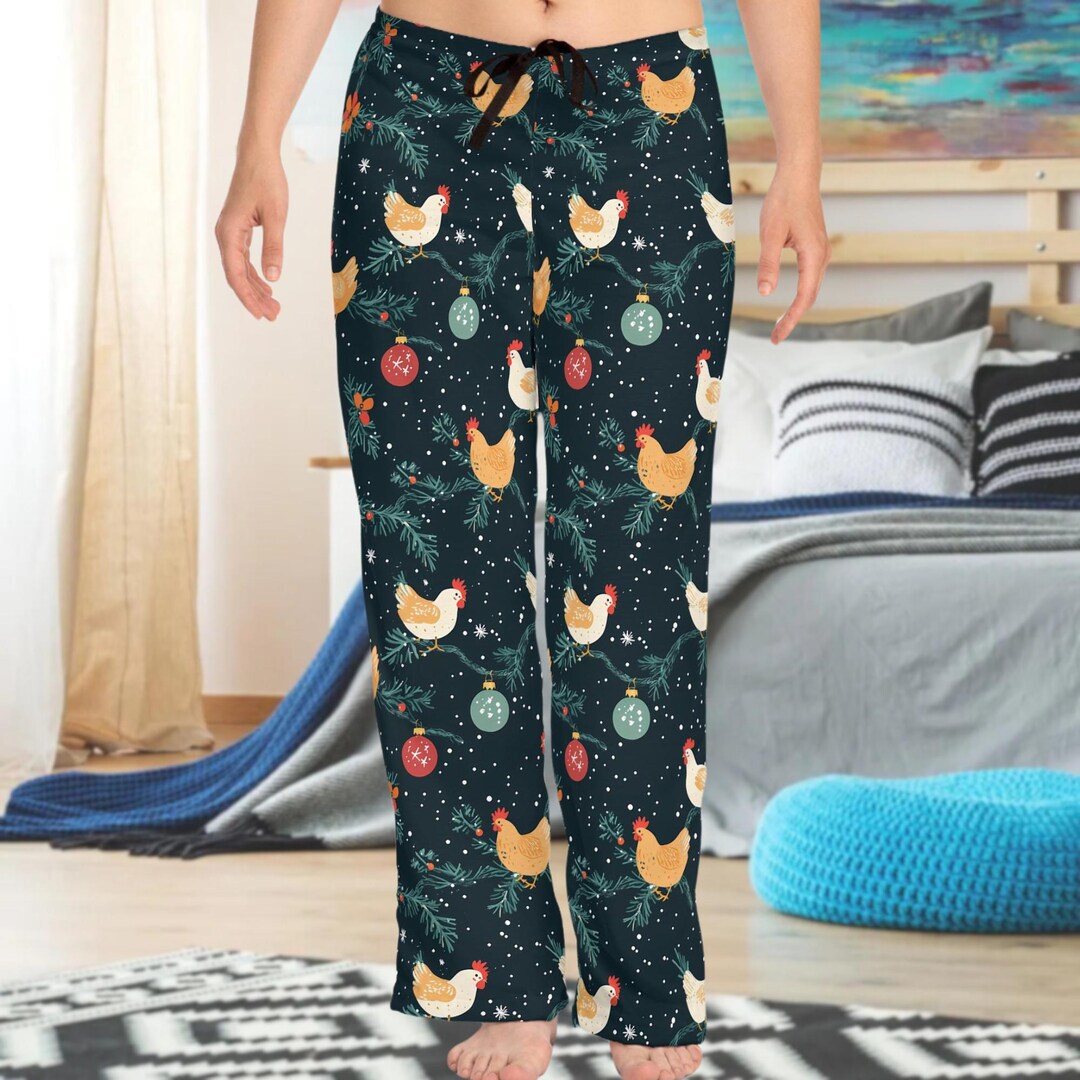 Christmas Chicken Women's Pajama Pants Adorable Chickens in Snow ...