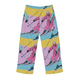 Men's Retro Ski Dreams Pajama Pants Cozy Winter Lounge Pants Ski-themed ...