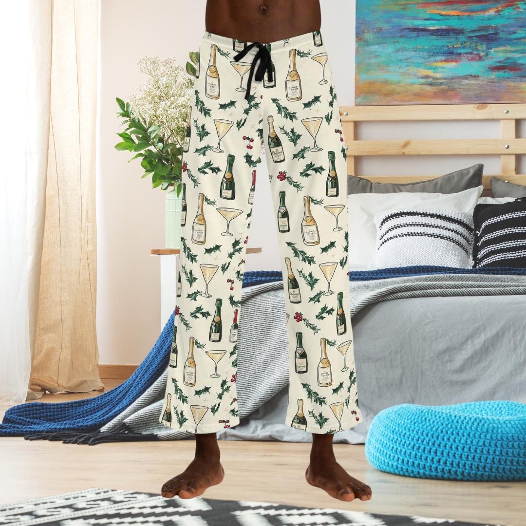 Men's Wine Pajama Pants Christmas Lounge Pajamas Cozy Sleepwear for ...