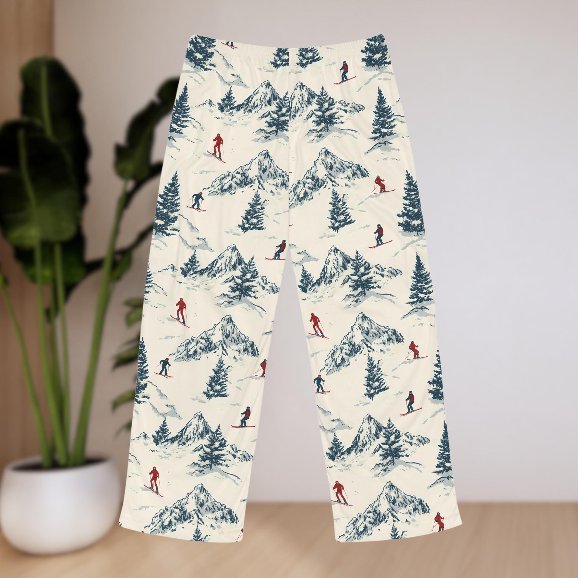 Ski Men's Pajama Pants - Cozy Winter Sleepwear - Christmas Lounge Pants ...